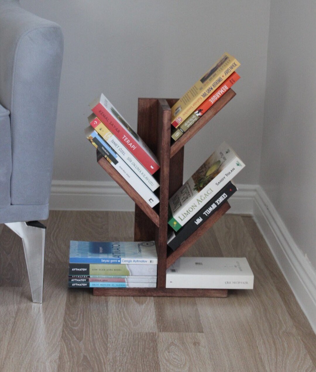 Tree Style Bookshelf, Unique Book Lover Gift, Tabletop Bookcase, Wooden ...