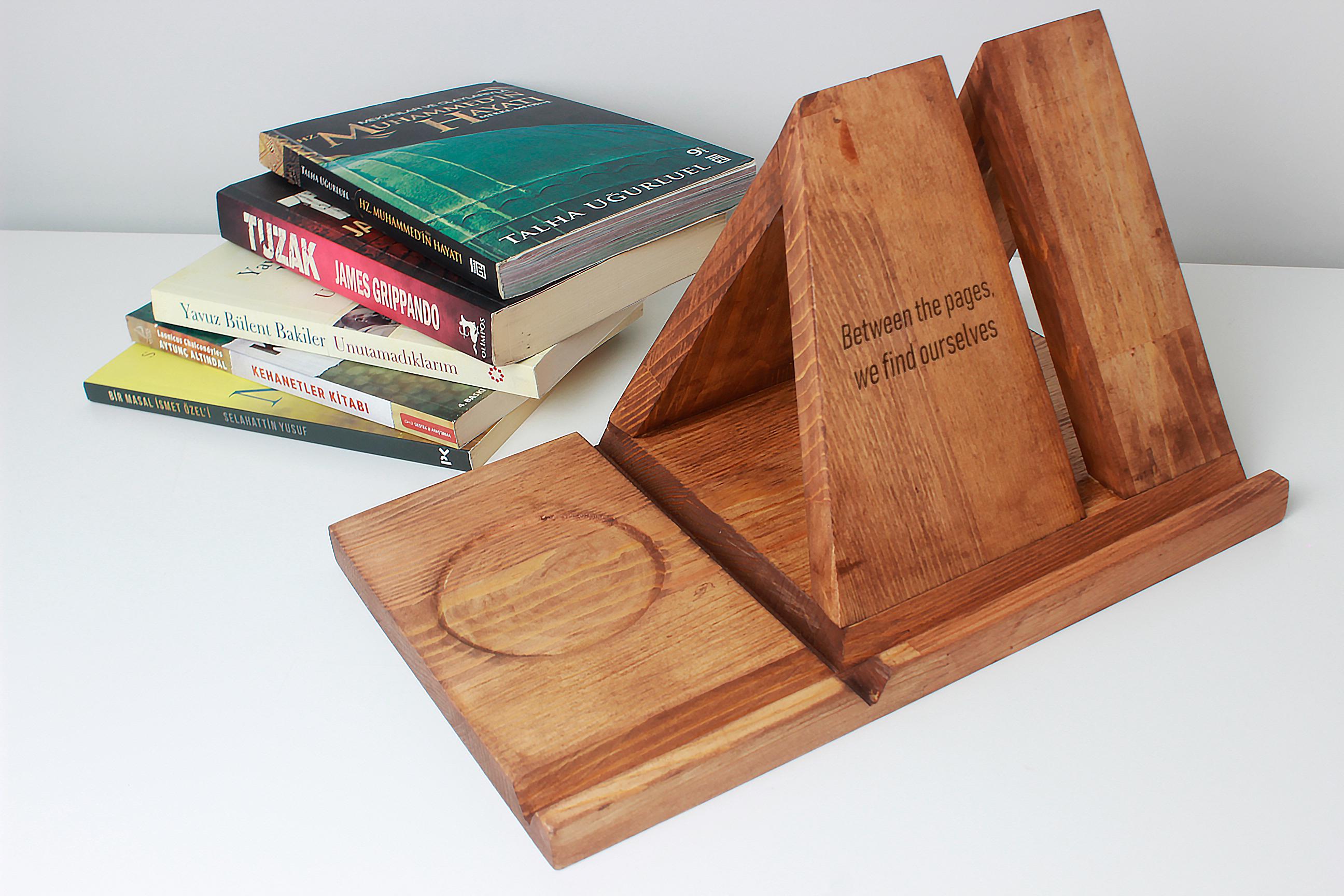 Personalized Wooden Book Nook Valet: Reading Stand, Cup Holder & Tablet ...