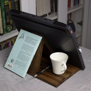 Walnut Triangle Bookmark, Multi Functional Book Holder, Laptop Holder ...
