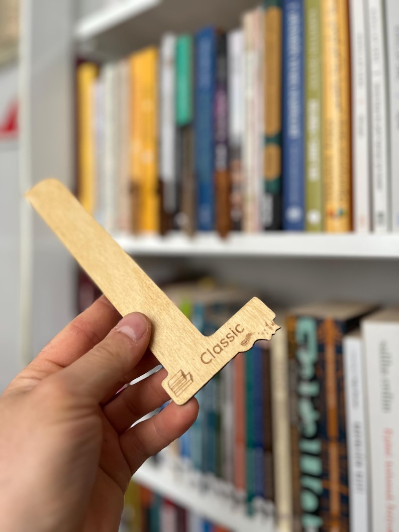 Personalized Wooden Book Shelf Dividers, Horizontal Genre Organizers ...