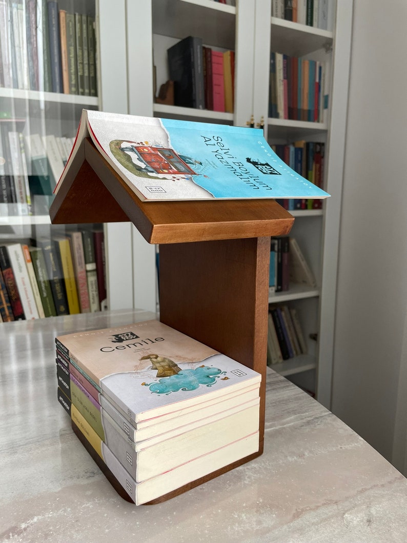 Walnut Wood Book Display Shelf and Book Rest, Book Holder & Book Stack ...