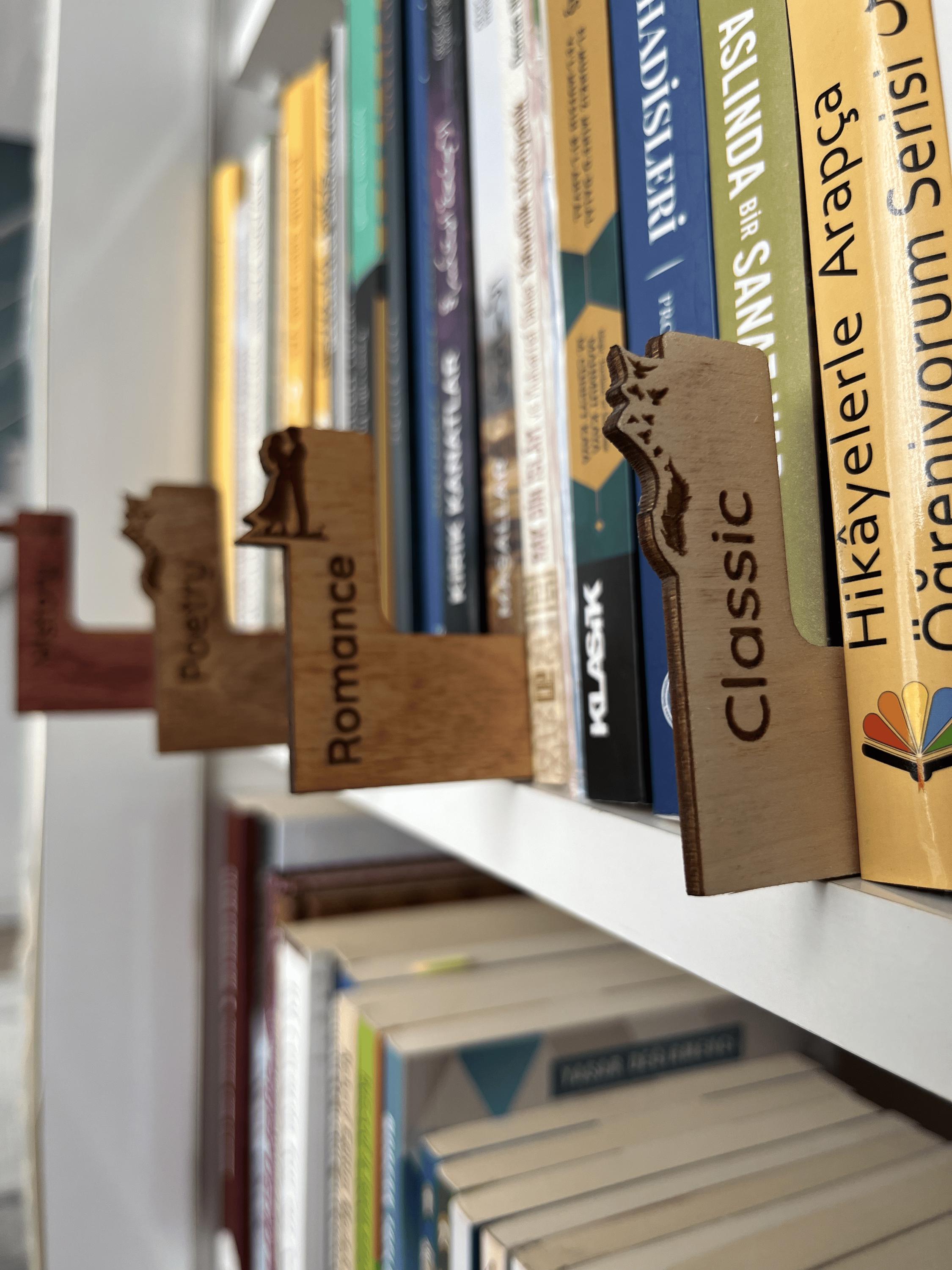 Book Shelf Dividers - Custom Set Genre Organizers for Libraries and ...