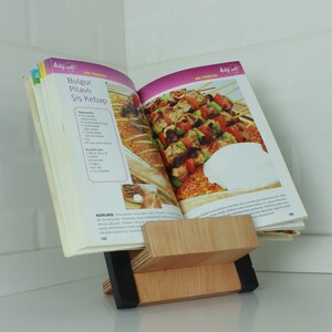 Personalized Wooden Cookbook Stand: Foldable Recipe Book Holder ...