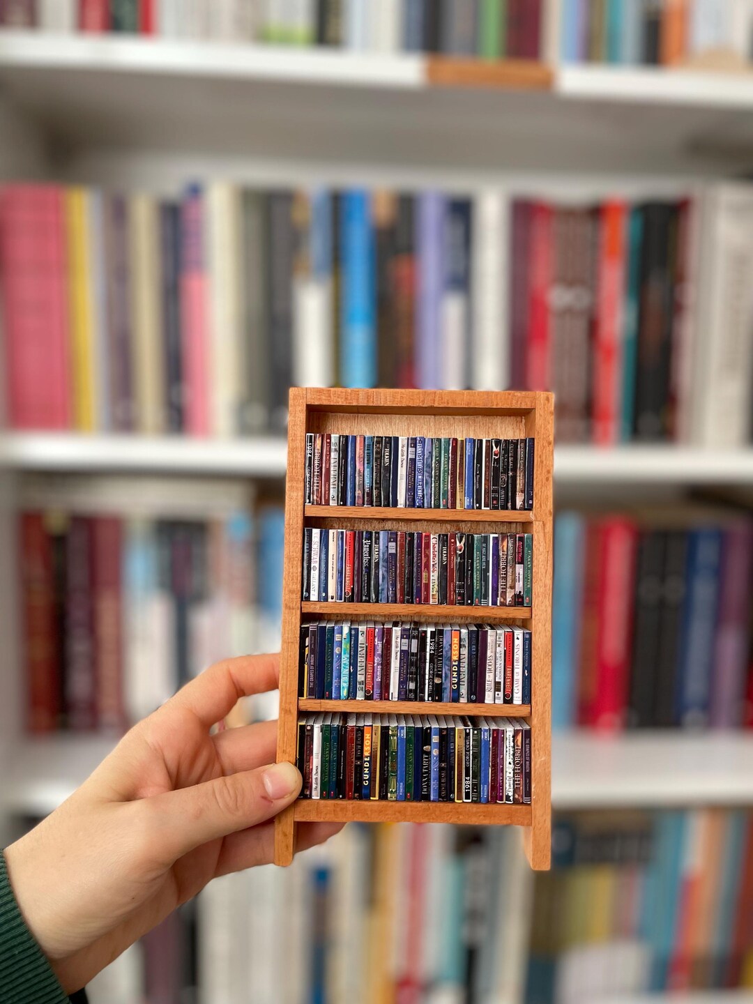 Anxiety Miniature Bookshelf With Mini Books, Wooden Mini Bookcase ...