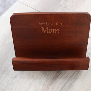 Personalized Wooden Cookbook Stand - Custom Engraved Recipe Book Holder ...