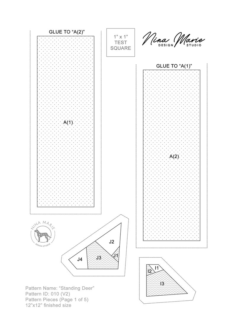 Animal Paper Piecing Pattern, Deer, Reindeer, Animal Quilt Pattern ...