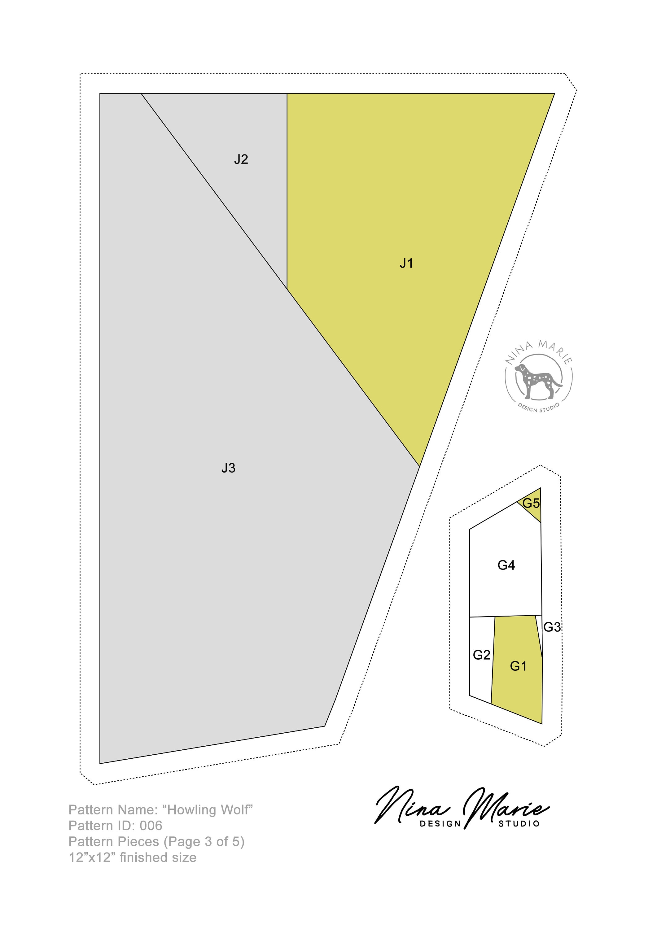 Animal Quilt Pattern, Wolf, Foundation Paper Piecing Pattern, PDF ...