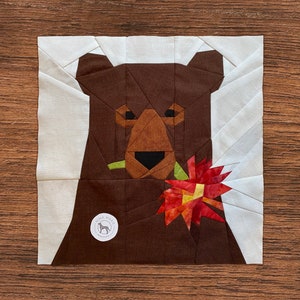 Animal Quilt Pattern, Flower Bear, Foundation Paper Piecing Pattern ...