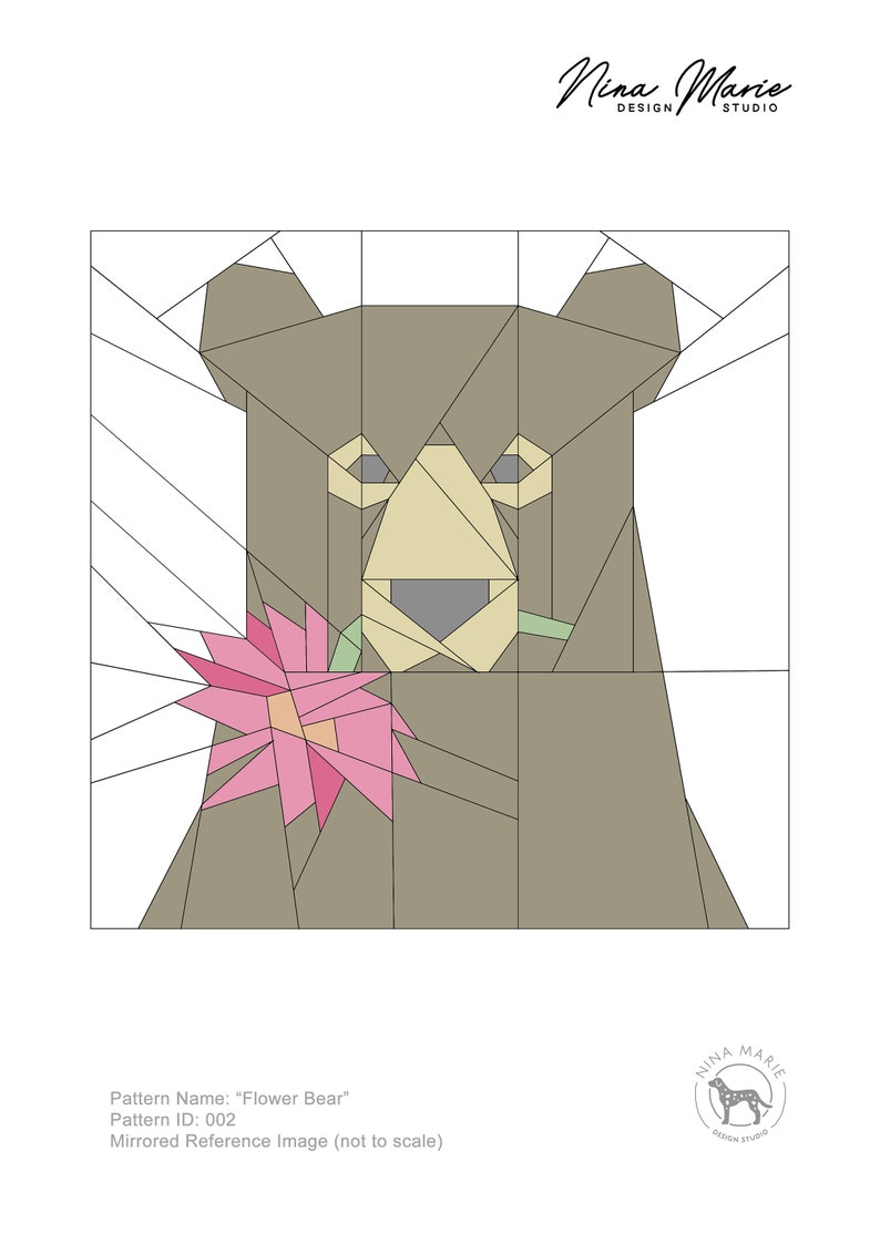 Animal Quilt Pattern Flower Bear Foundation Paper Piecing - Etsy