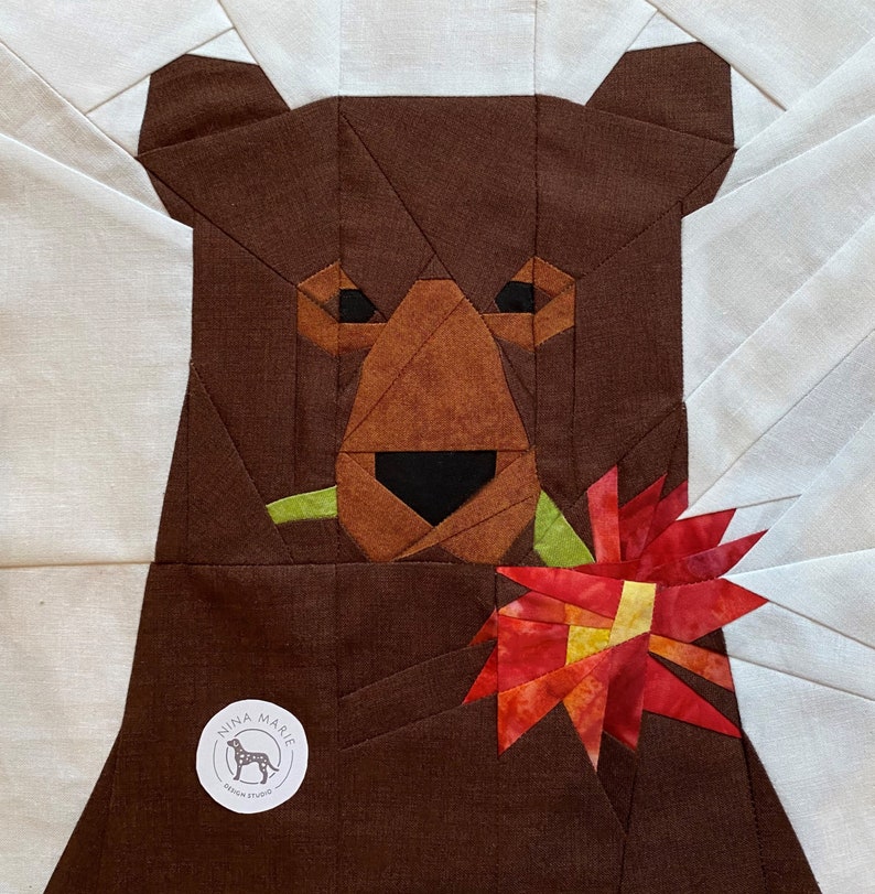 Animal Quilt Pattern Flower Bear Foundation Paper Piecing - Etsy