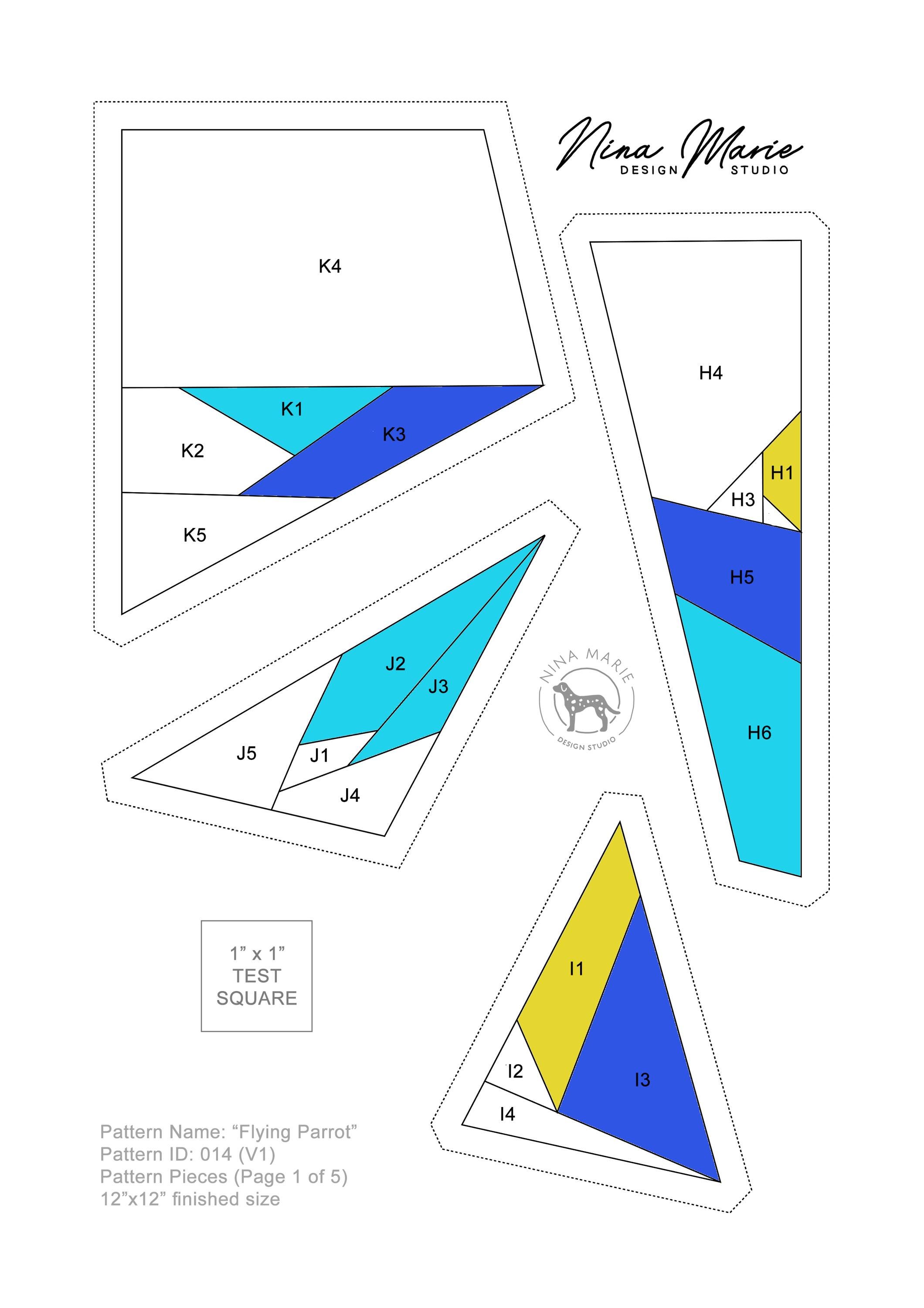 Parrot Foundation Paper Piecing Pattern, Parrot FPP, Flying Macaw ...