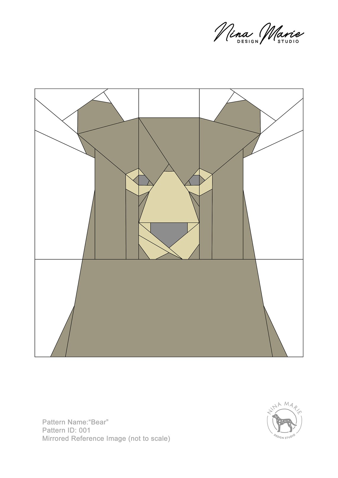 Bear Foundation Paper Piecing Pattern, Bear FPP, Animal PDF Sewing ...