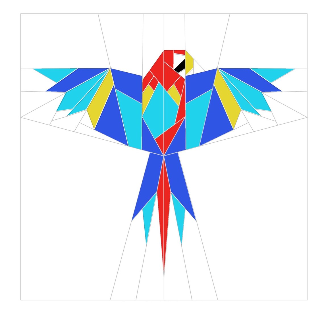 Parrot Foundation Paper Piecing Pattern, Parrot FPP, Flying Macaw ...