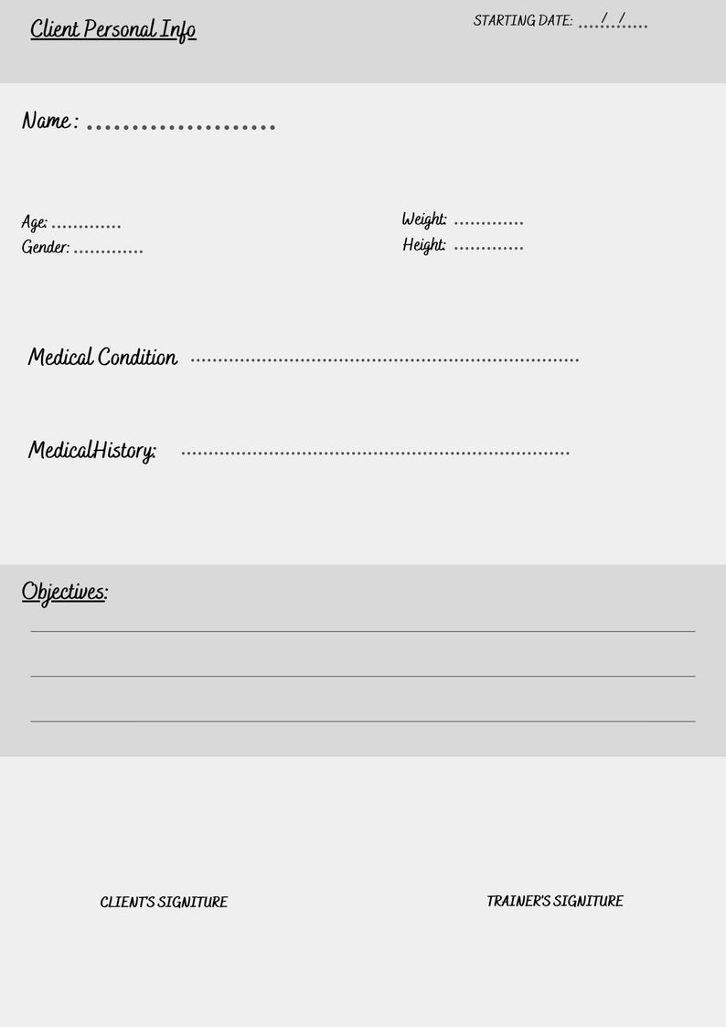 Printable Personal Trainer Planner - Etsy
