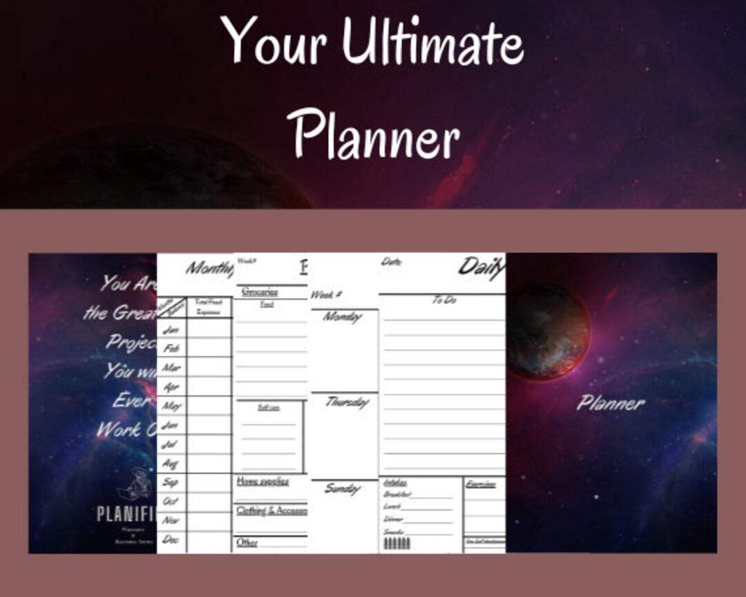 Printable Daily Planner, Digital Product (universe Theme) - Etsy