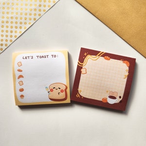 Coffee and Toast Sticky Notes/ Cosy Bakery Cafe Theme/ Cute Office ...