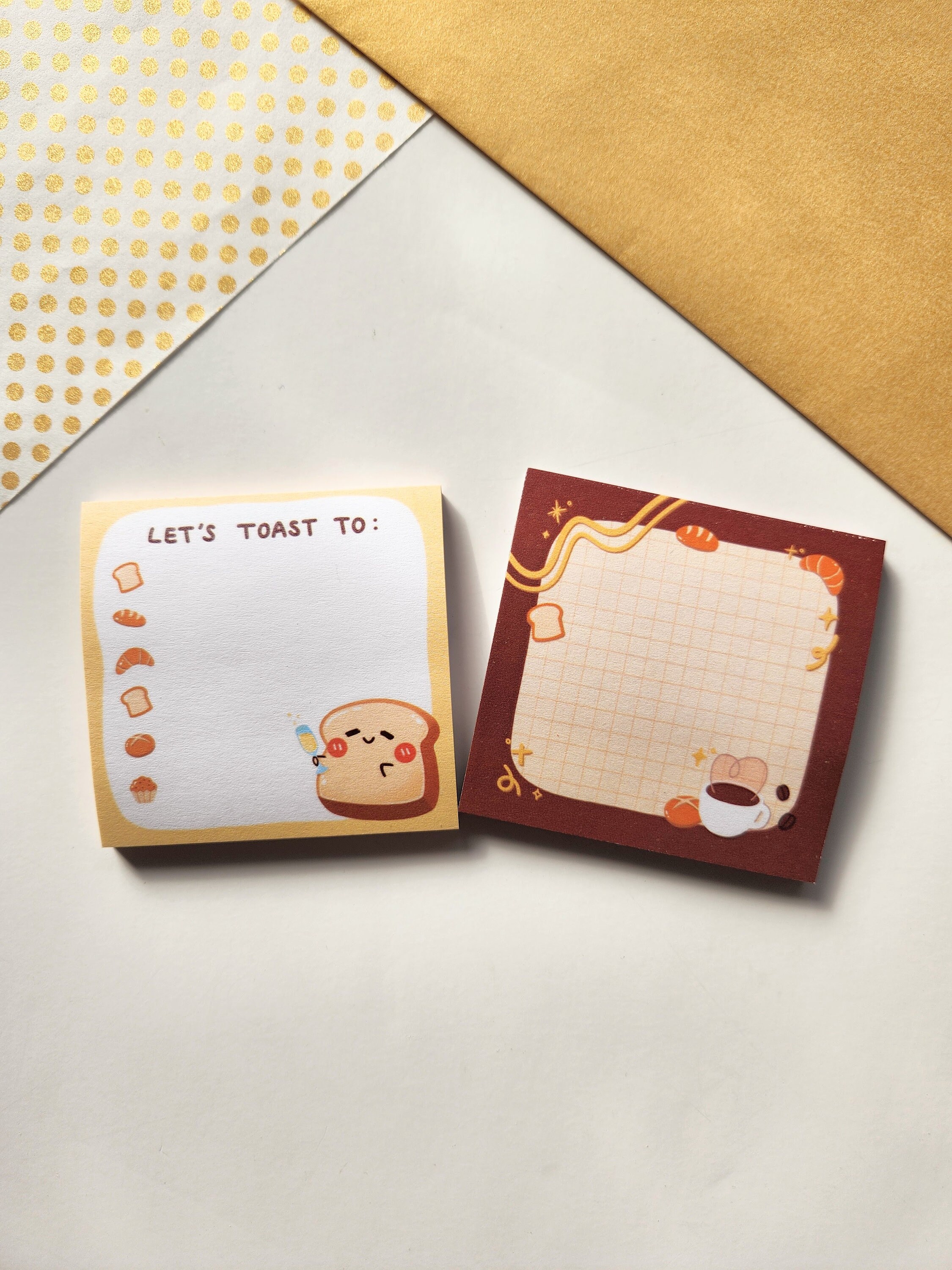 Coffee and Toast Sticky Notes/ Cosy Bakery Cafe Theme/ Cute Office ...