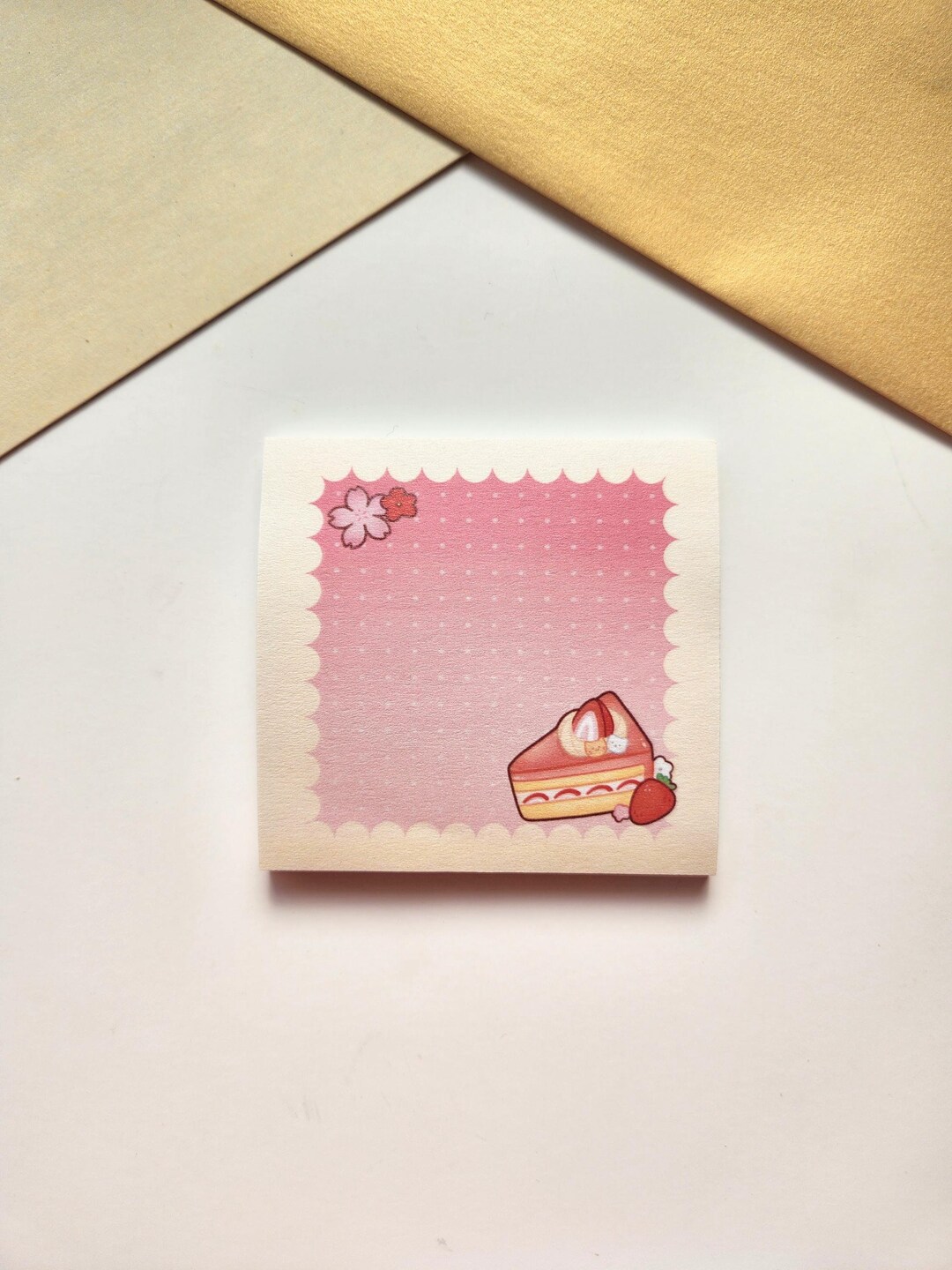 Strawberry Cake Sticky Notes - B Grade / Scallop Coquette Border / Cute ...