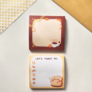 Coffee and Toast Sticky Notes/ Cosy Bakery Cafe Theme/ Cute Office ...