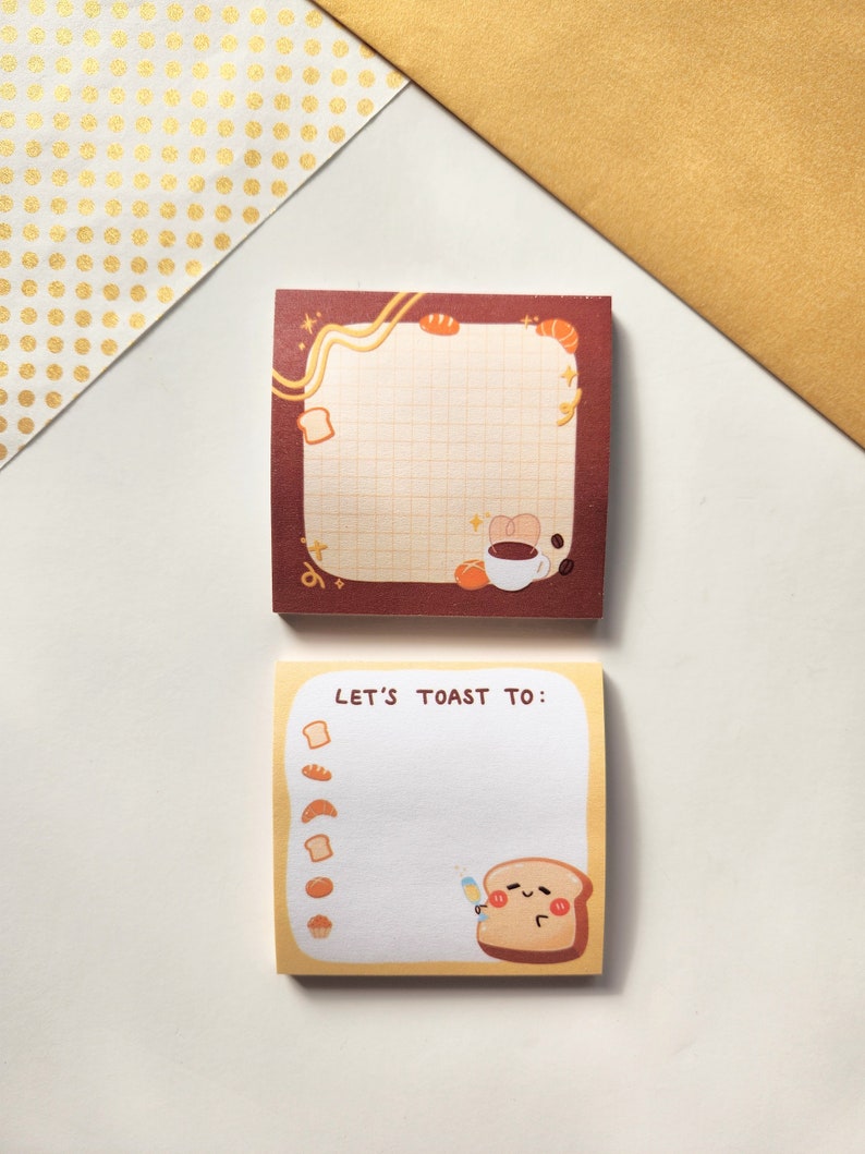 Coffee and Toast Sticky Notes/ Cosy Bakery Cafe Theme/ Cute Office ...