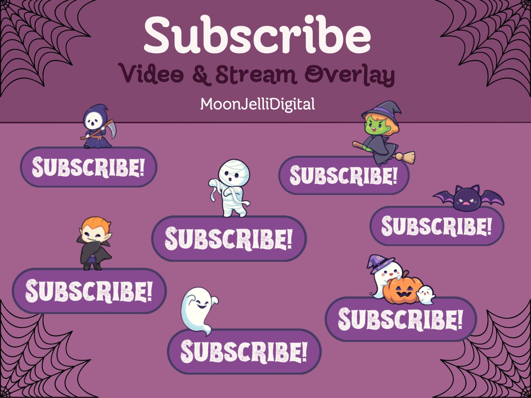 Video & Stream Subscribe Button Overlay 10 Halloween Themed Pngs ...