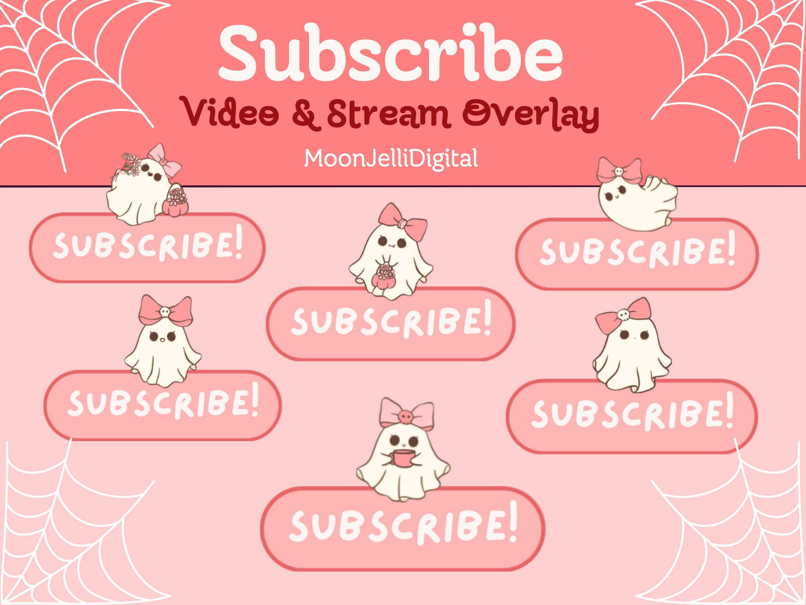 Video & Stream Subscribe Button Overlay 15 Pink Aesthetic Halloween ...