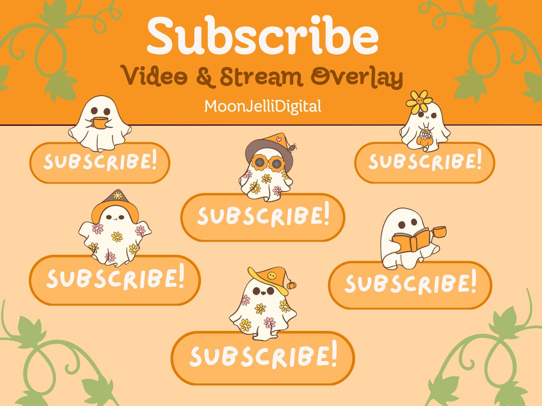 Video & Stream Subscribe Button Overlay 20 Aesthetic Hippie Halloween ...