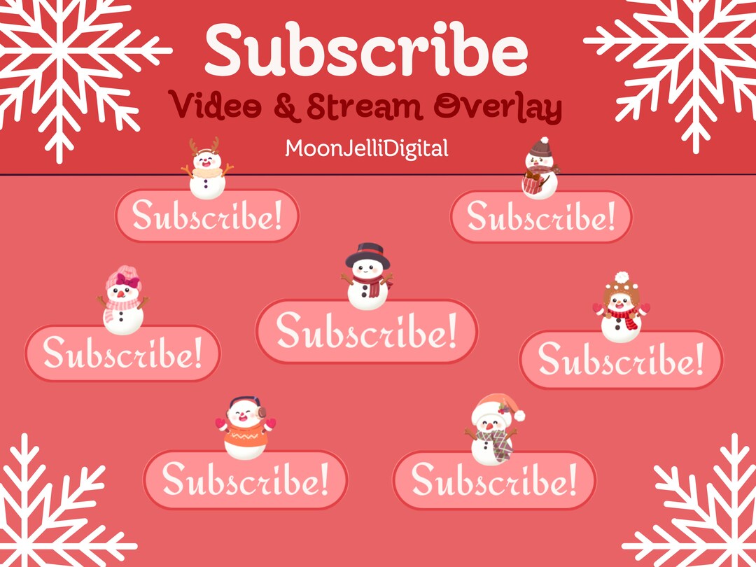 Video & Stream Subscribe Button Overlay 8 Pastel Christmas Themed Pngs ...