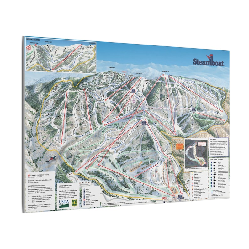 Steamboat Ski Resort Map Canvas Print, Chill Vibe Wall Art, Perfect for ...
