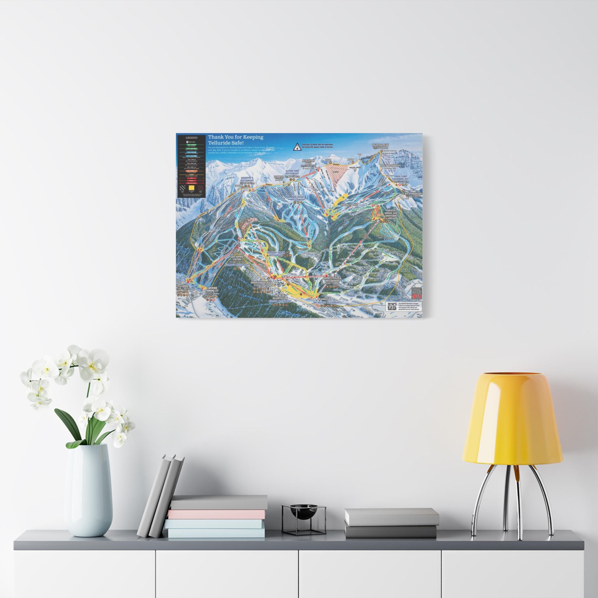 Telluride, Mountain Ski Map - Matte Canvas, Stretched, 32" X 24" - Etsy