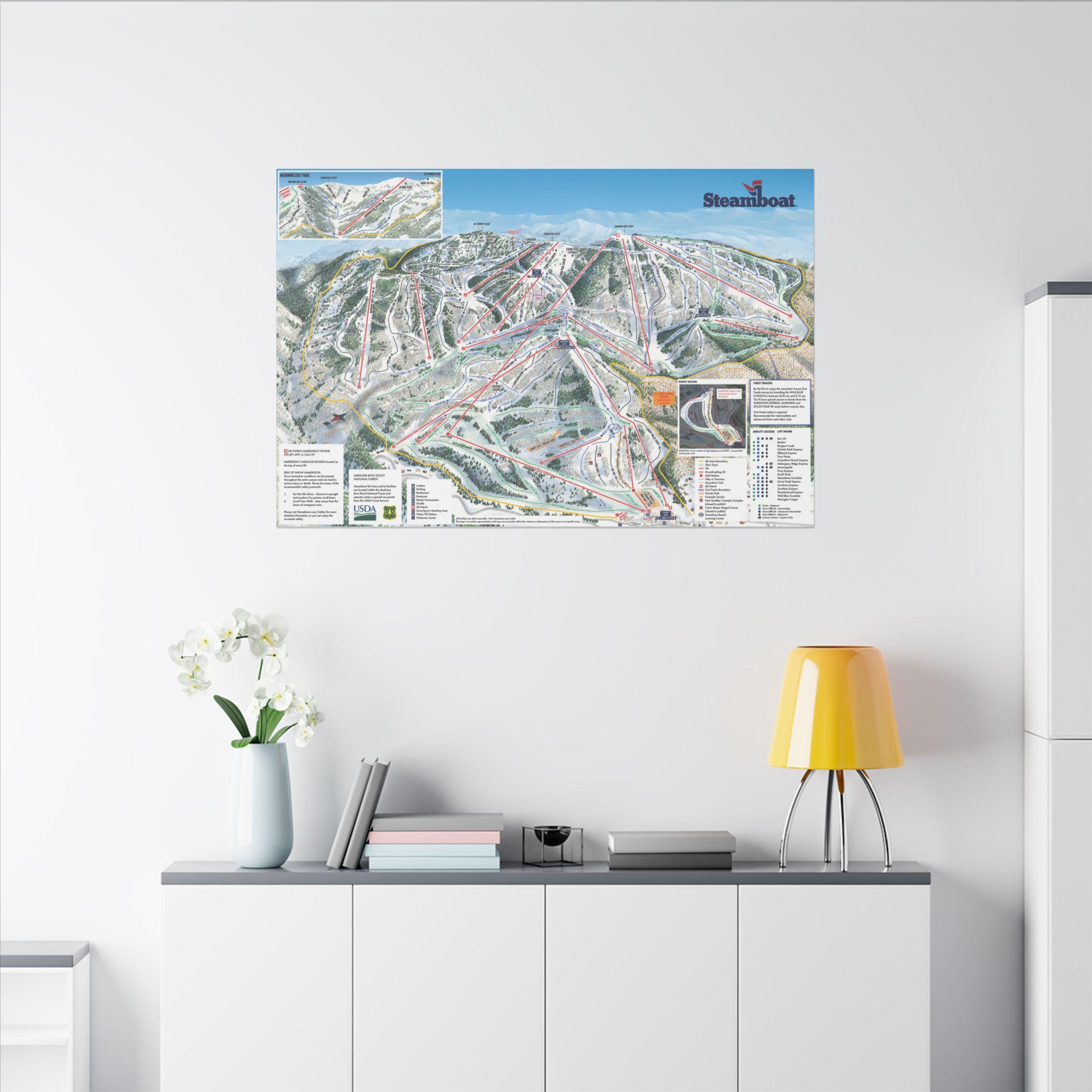 Steamboat Ski Resort Map Canvas Print, Chill Vibe Wall Art, Perfect for ...