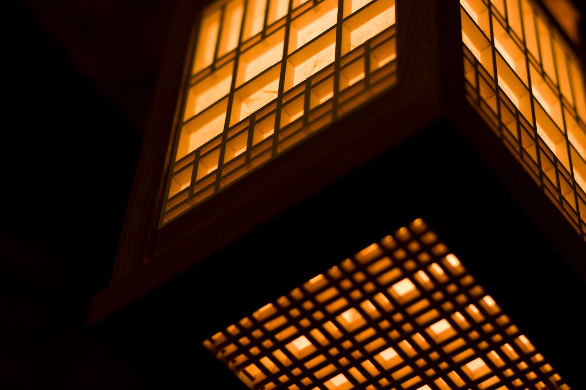 Japanese-style Hanging Night Light Lantern Made of Wood and - Etsy