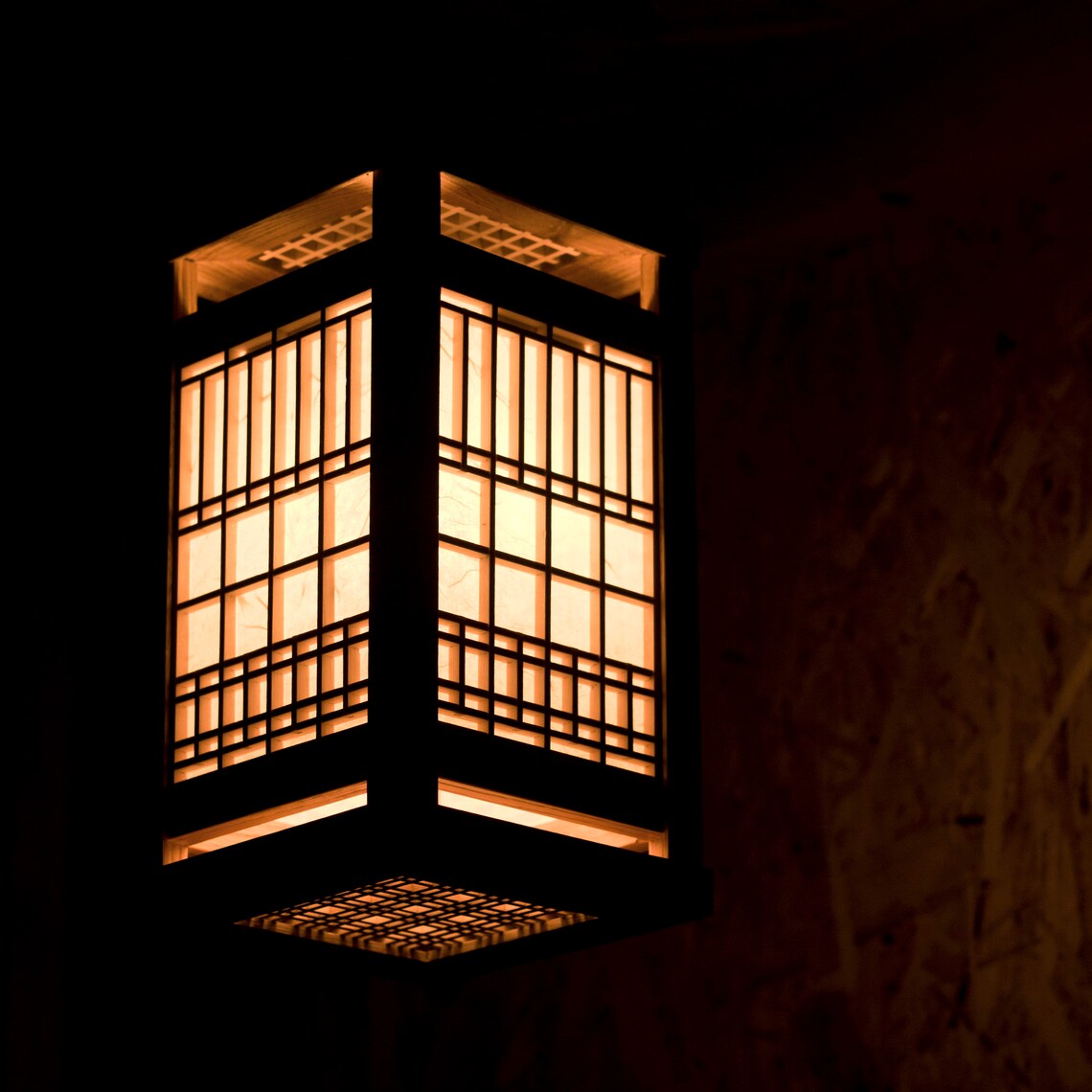Japanese-style Hanging Night Light Lantern Made of Wood and - Etsy