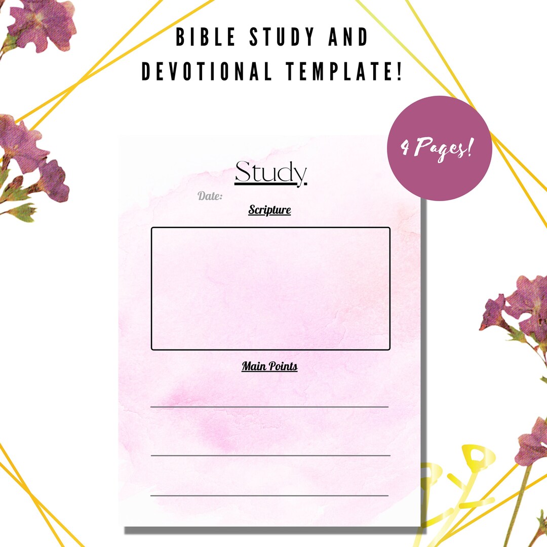 Pink Watercolor Themed | Printable Bible Study and Devotional Sheet ...