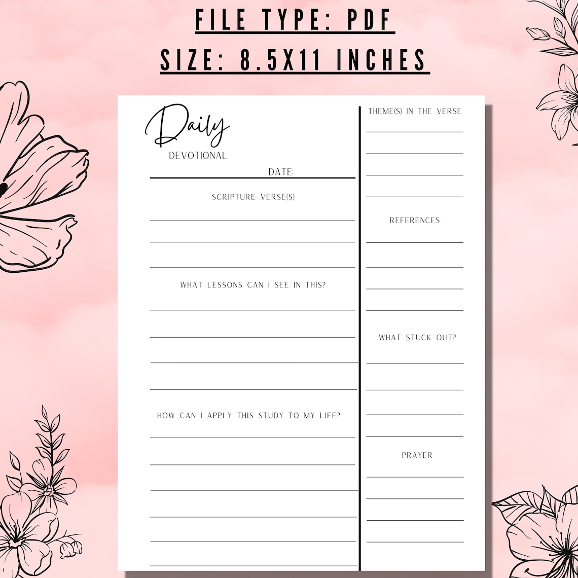 Daily Devotional Template Printable | Multicolor Bundle | PDF 8.5x11 ...