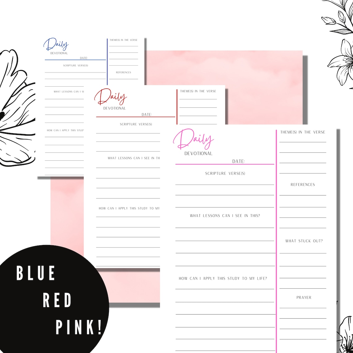 Daily Devotional Template Printable | Multicolor Bundle | PDF 8.5x11 ...