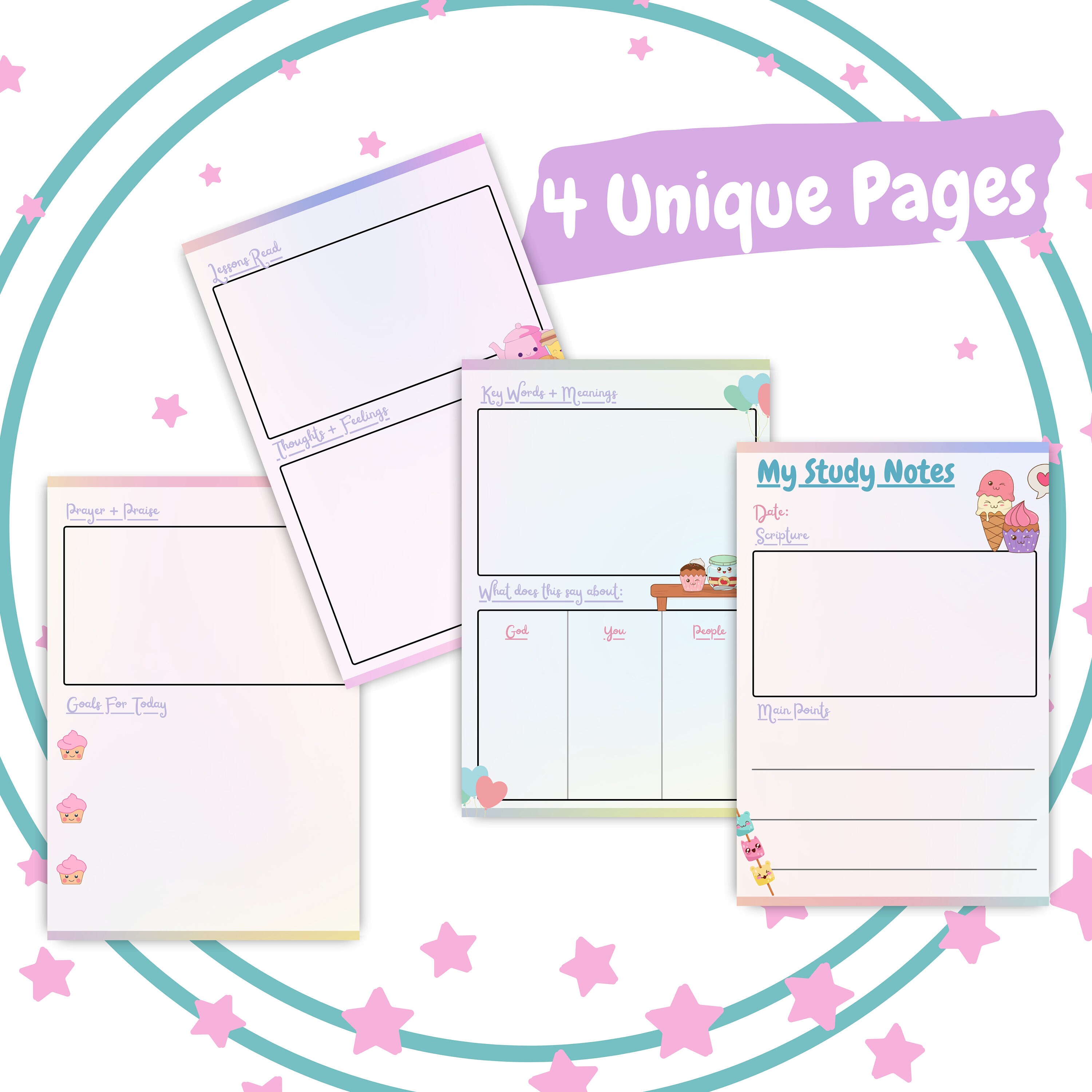 Kawaii Sweets Themed | Printable Bible Study and Devotional Sheet | in ...