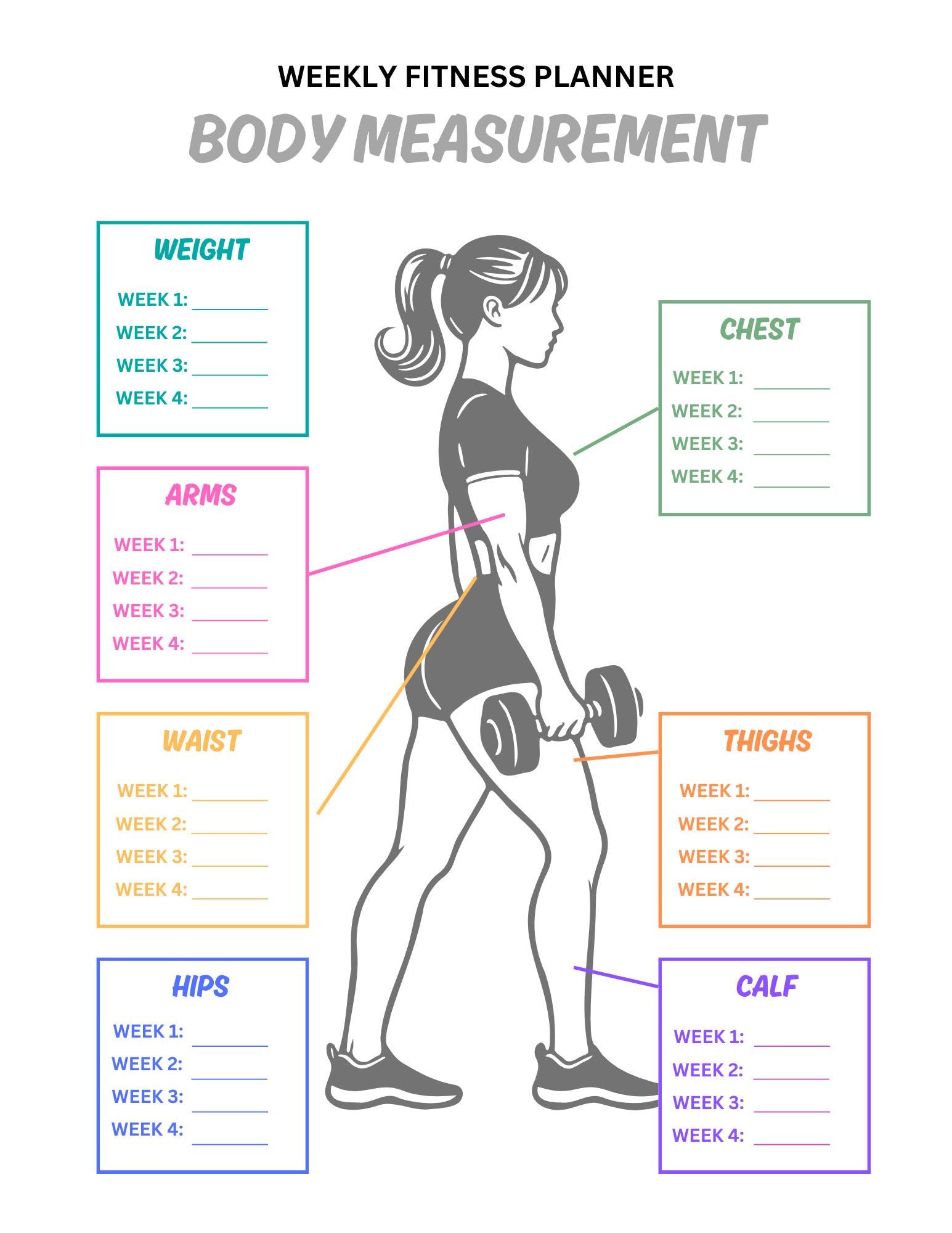 Weekly Fitness Body Measurement Planner - Etsy