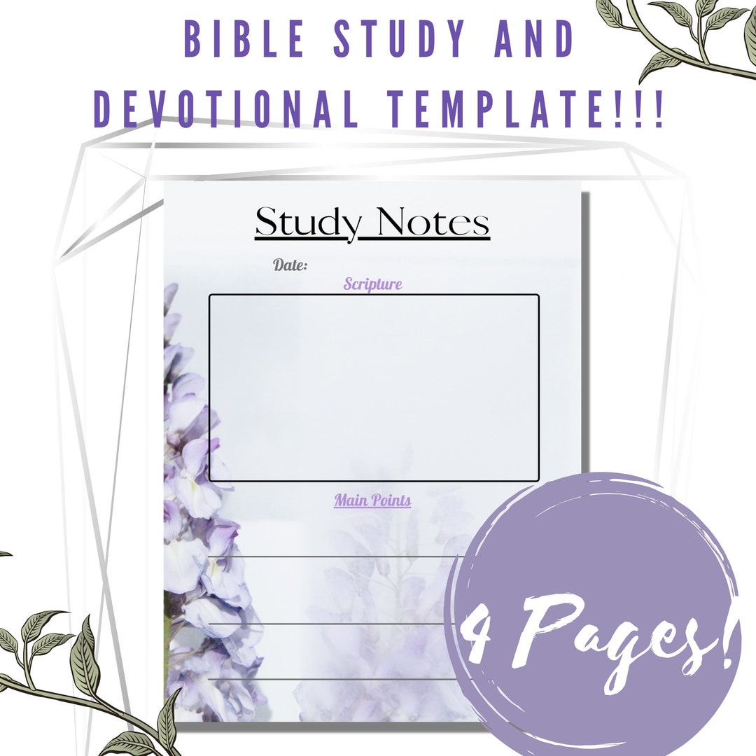 Purple and Lavender | Printable Bible Study and Devotional Sheet | in ...