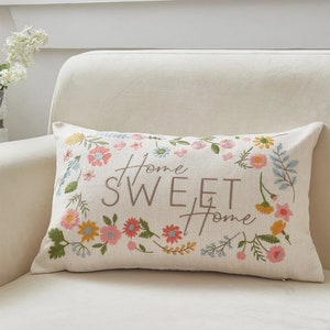 Home Sweet Home Spring Flowers Garden Embroidery Decorative - Etsy