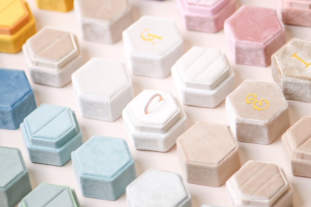 Personalized Premium Velvet Ring Box Customised Monogram Ring Box ...