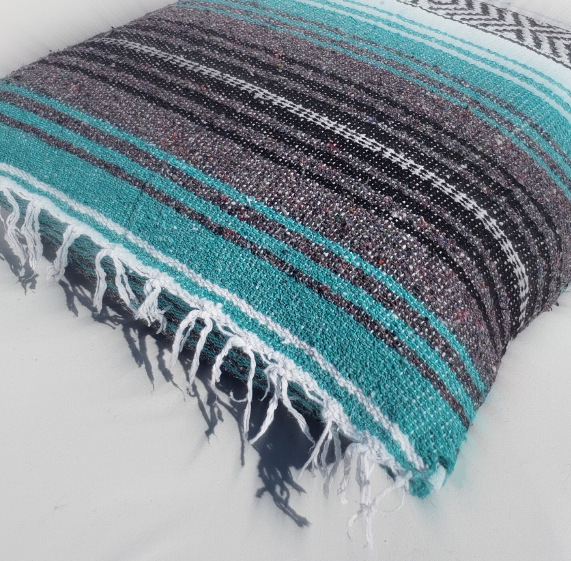 Teal Mexican Blanket Pillow,serape Blanket,falsa Blanket,boho Décor ...