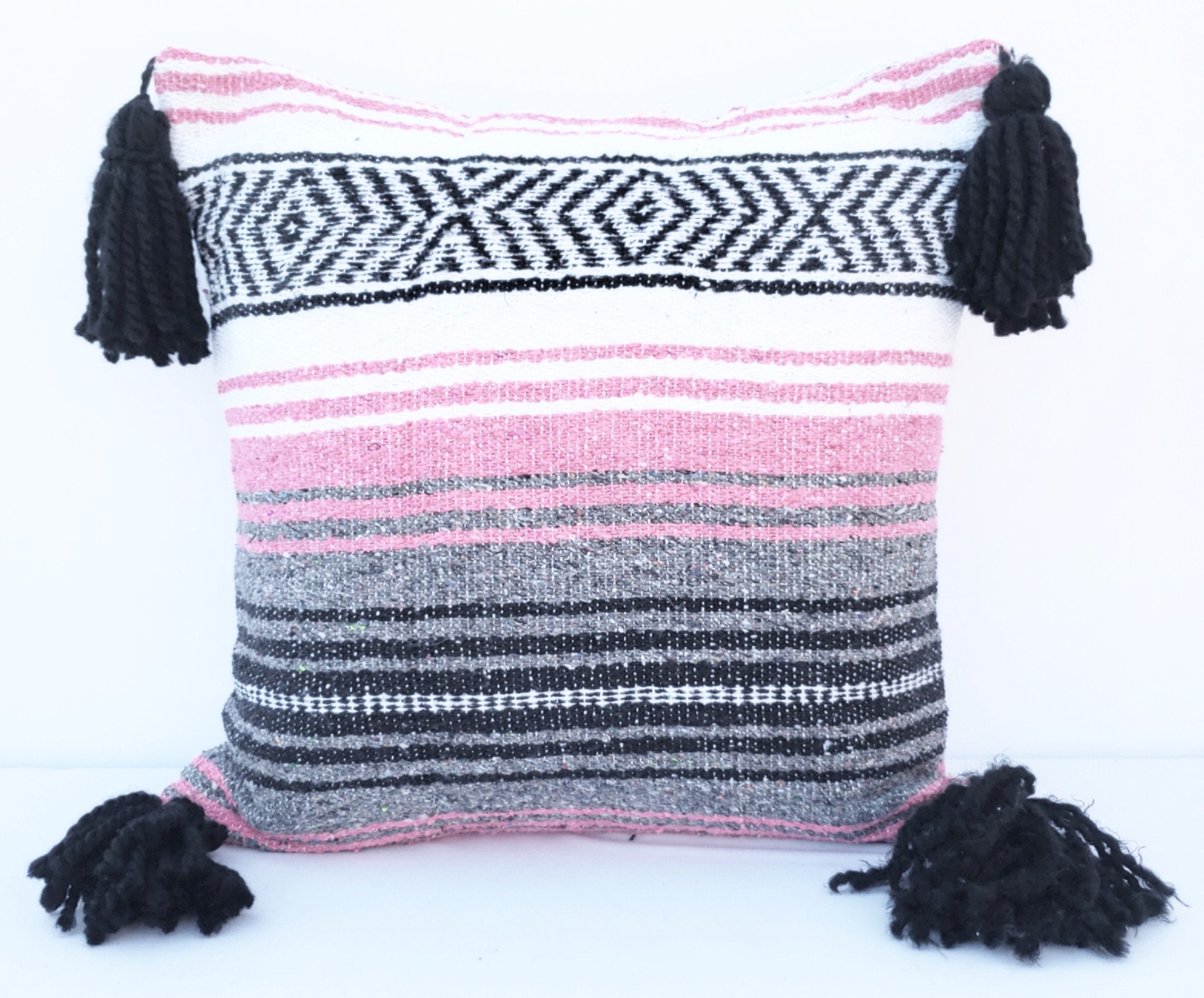 Light Pink Mexican Blanket Pillow,serape Blanket,falsa Blanket,boho ...