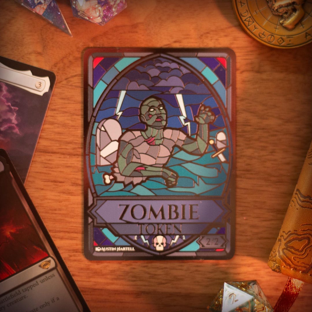 Metal MTG Zombie Token - Magic the Gathering, Commander, Custom Proxy ...