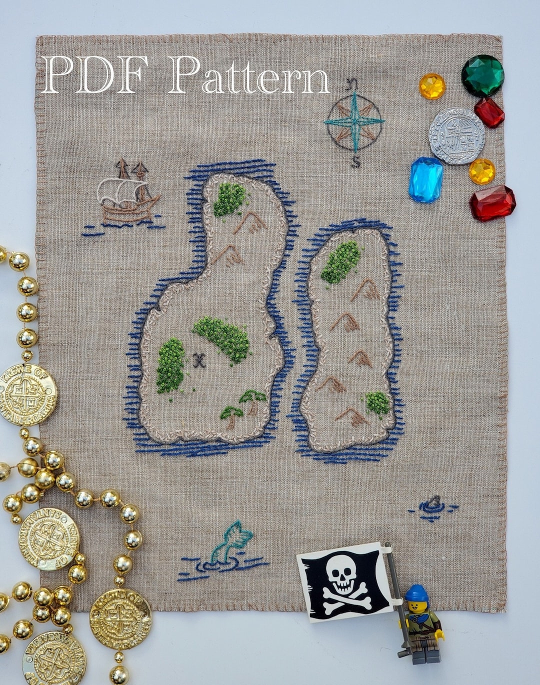 Treasure Map Hand Embroidery Pattern PDF Download - Etsy