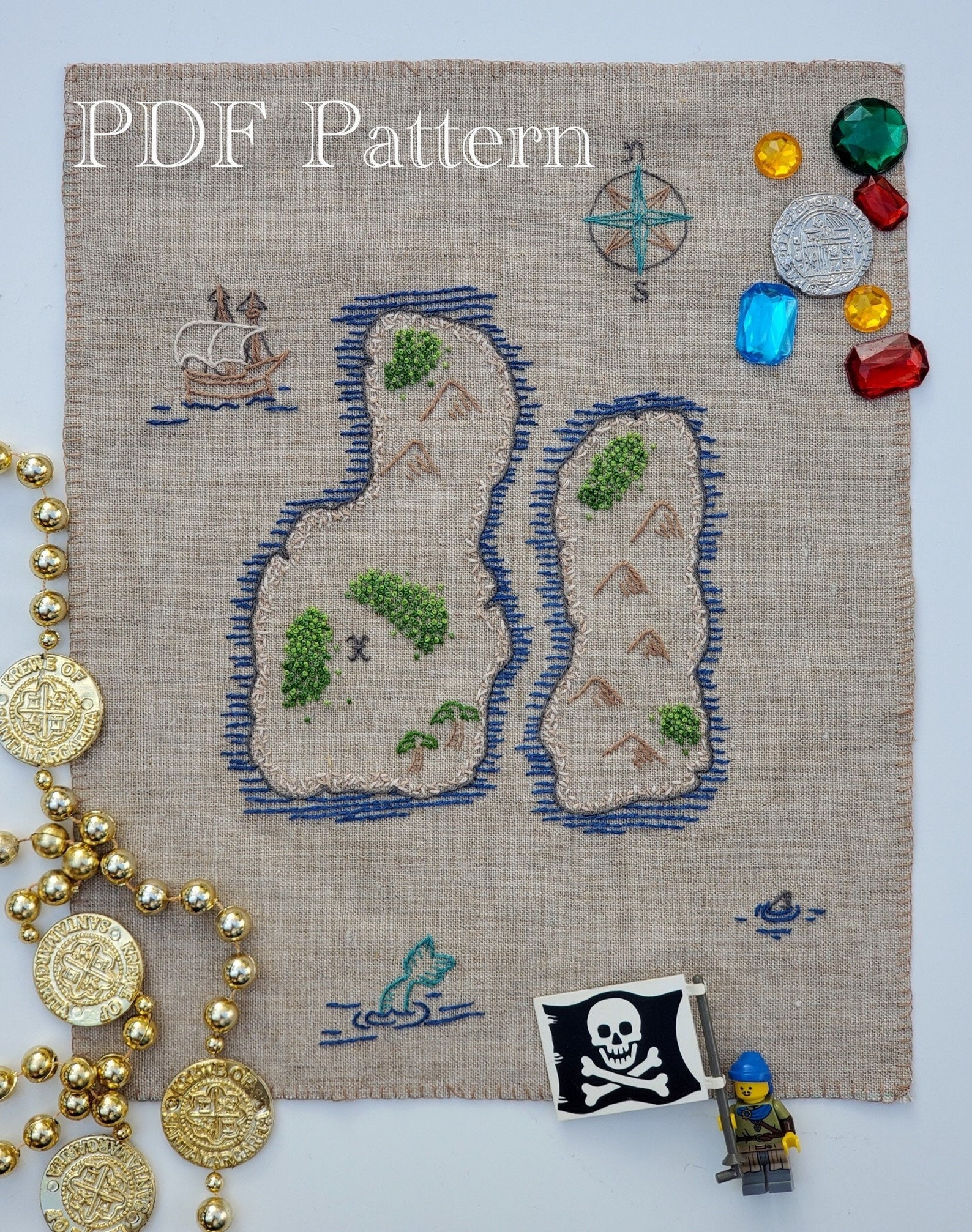 Treasure Map Hand Embroidery Pattern PDF Download - Etsy