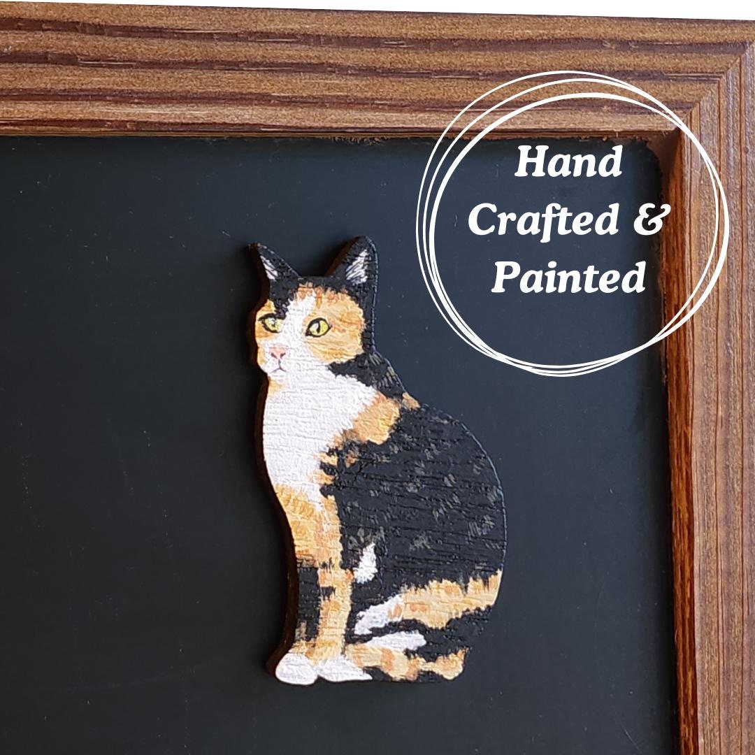 Wooden Calico Cat Magnet - Pet Portrait Magnet - Hand Crafted and ...