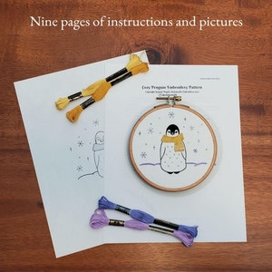 Cozy Penguin Hand Embroidery Pattern PDF - Etsy