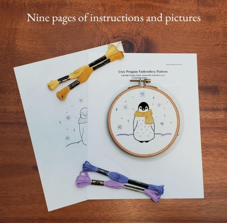 Cozy Penguin Hand Embroidery Pattern PDF - Etsy