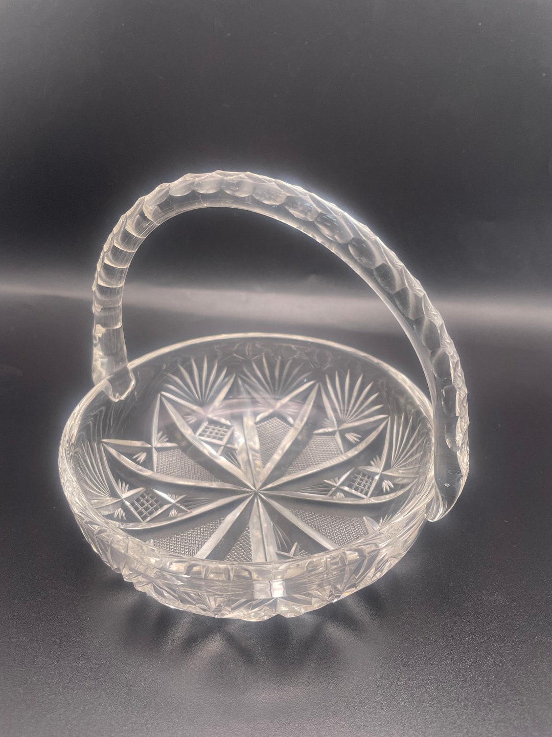 Beautiful Miniature Cut Glass Basket - Etsy